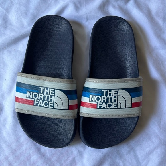 The North Face | Shoes | The North Face Navy Slide Sandals With Logo ...